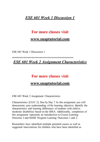 ESE 601 Effective Communication - snaptutorial.com