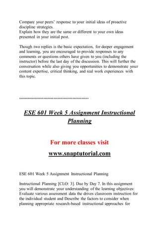 ESE 601 Exceptional Education - snaptutorial.com