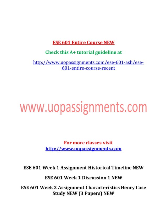 ESE 601 Entire Course NEW | PDF