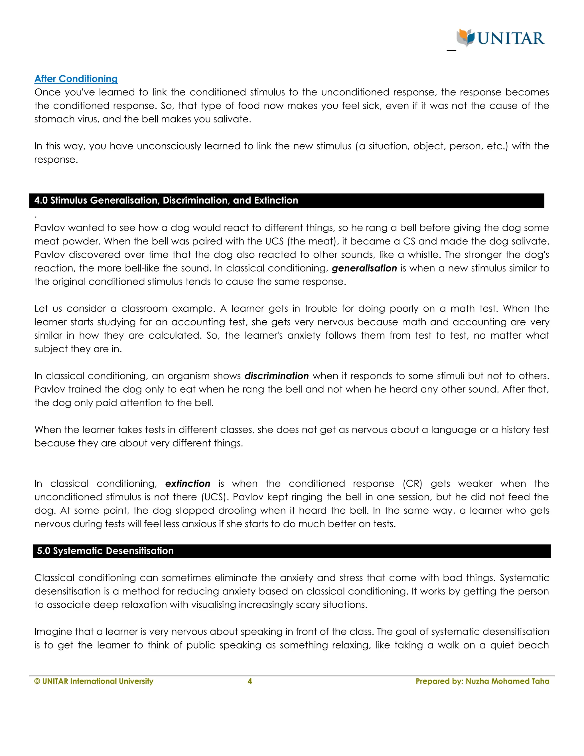 ESEB3293_Lesson_2_Topic_2_Classical Conditioning and Learning | PDF
