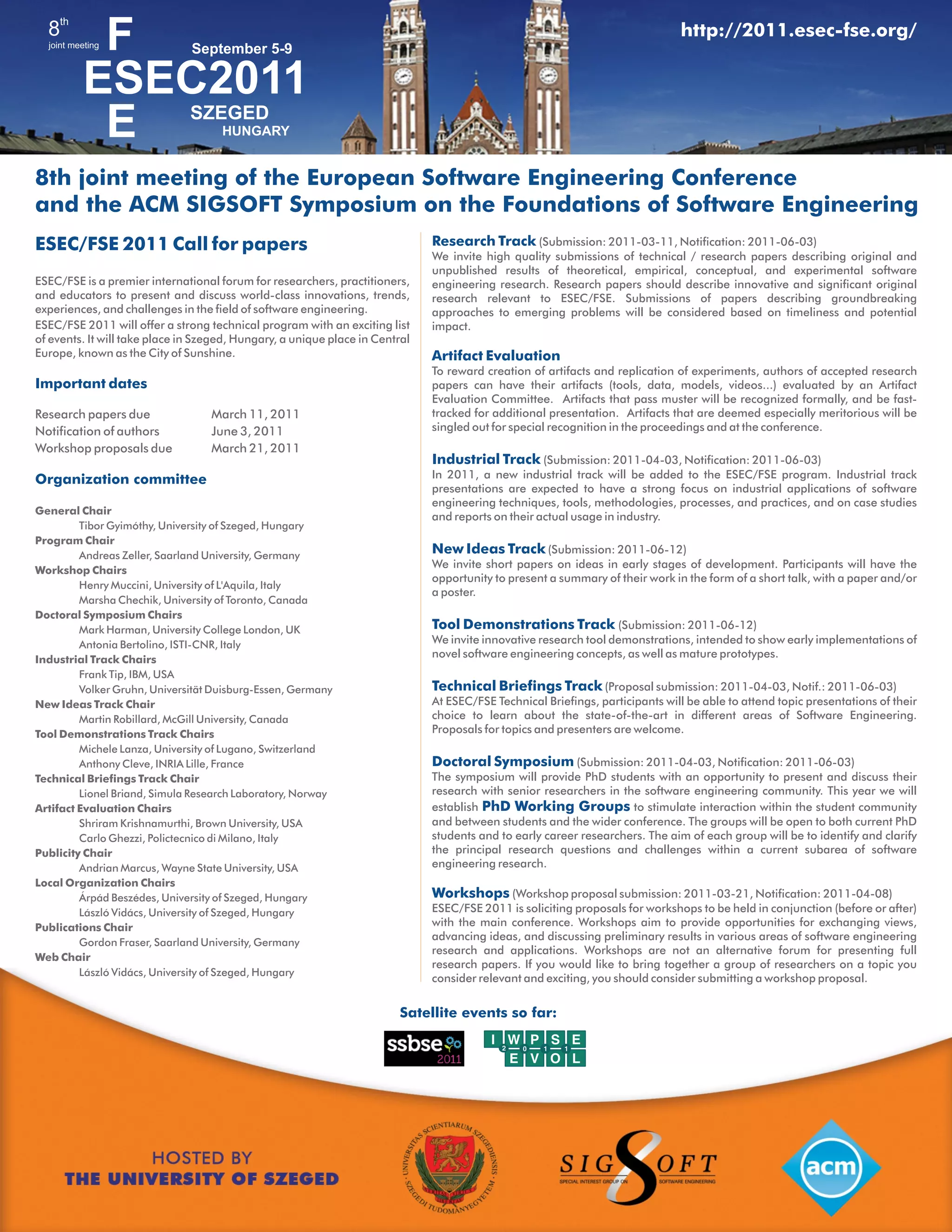 ESEC/FSE 2011 CFP - letter | PDF