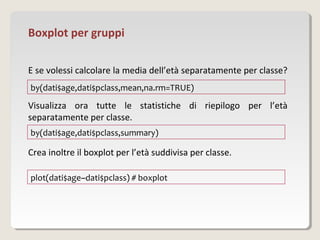 Statistica esplorativa - Esercitazione in R | PPT | Databases ...