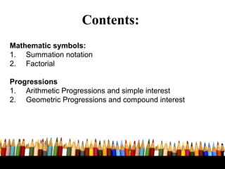 Mathematic symbols & Progression | PPT