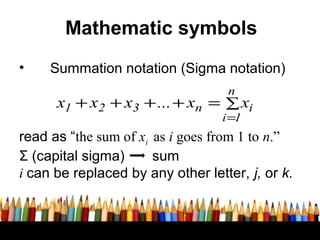 Mathematic symbols & Progression | PPT