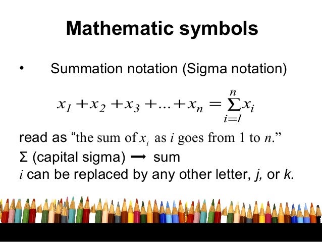 Mathematic symbols & Progression
