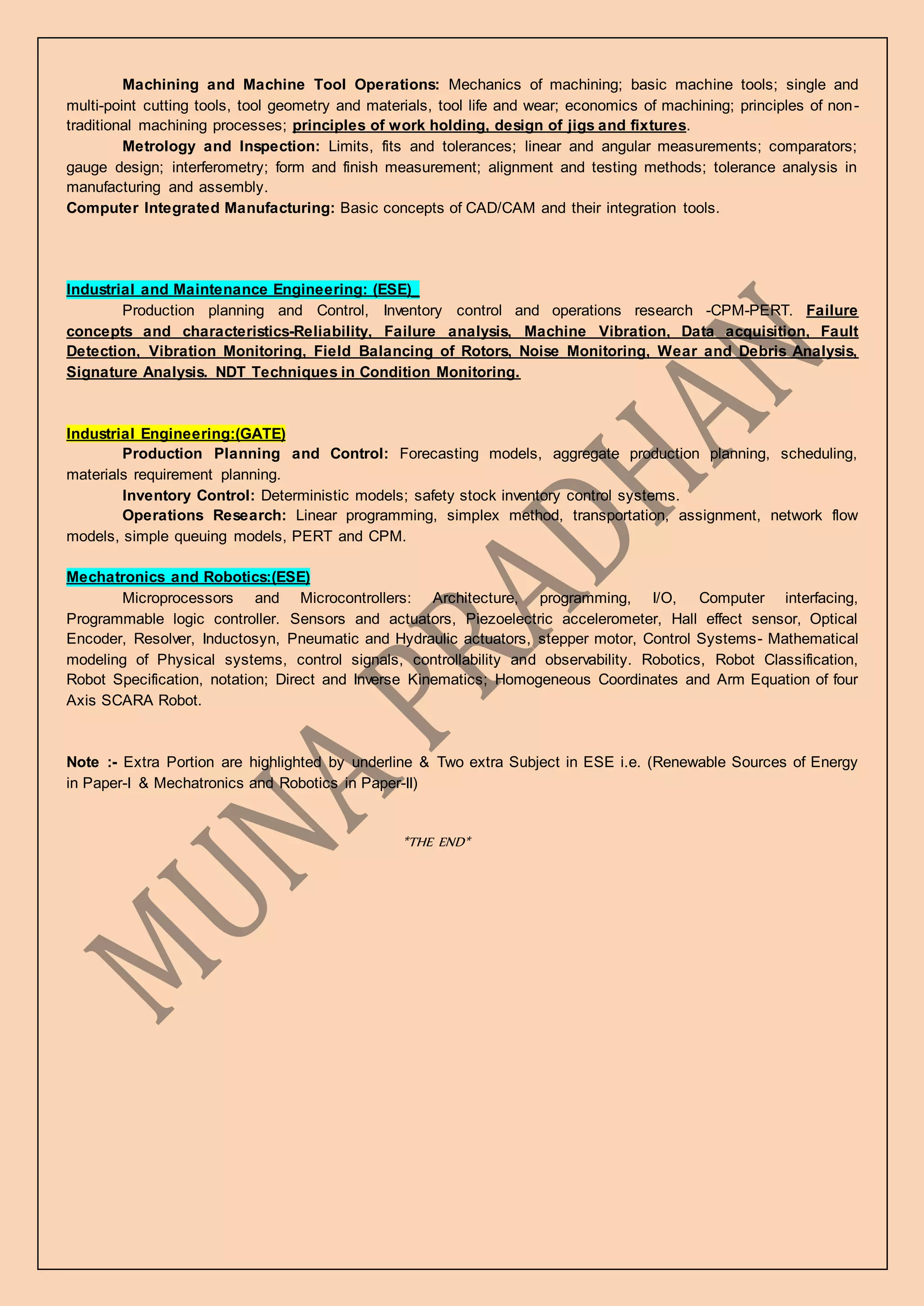 Mechanical ese & gate syllabus - 2017 | DOCX