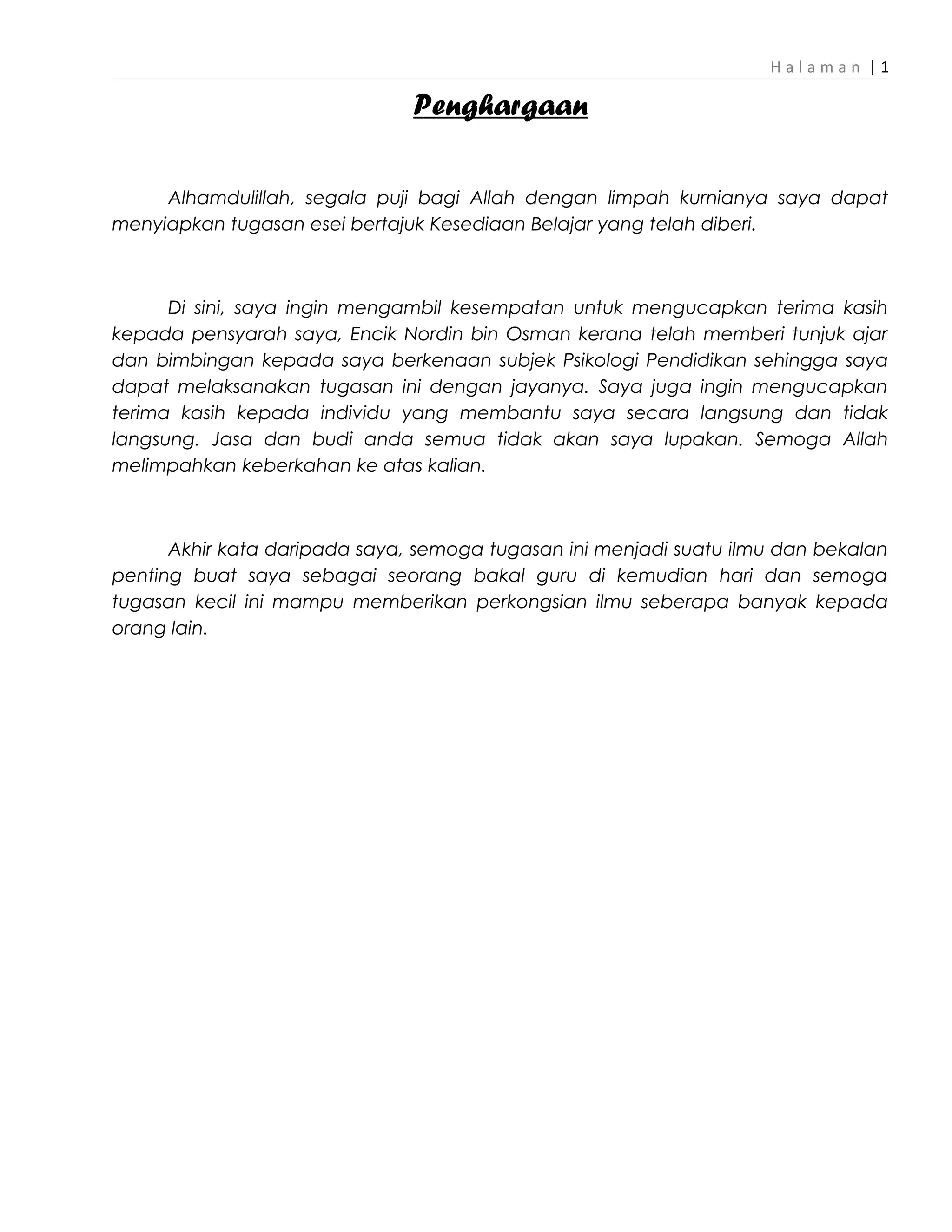 Kesediaan Belajar (Maksud, Jenis2, Faktor2 Mempengaruhi, Implikasi terhadap PnP) | DOC