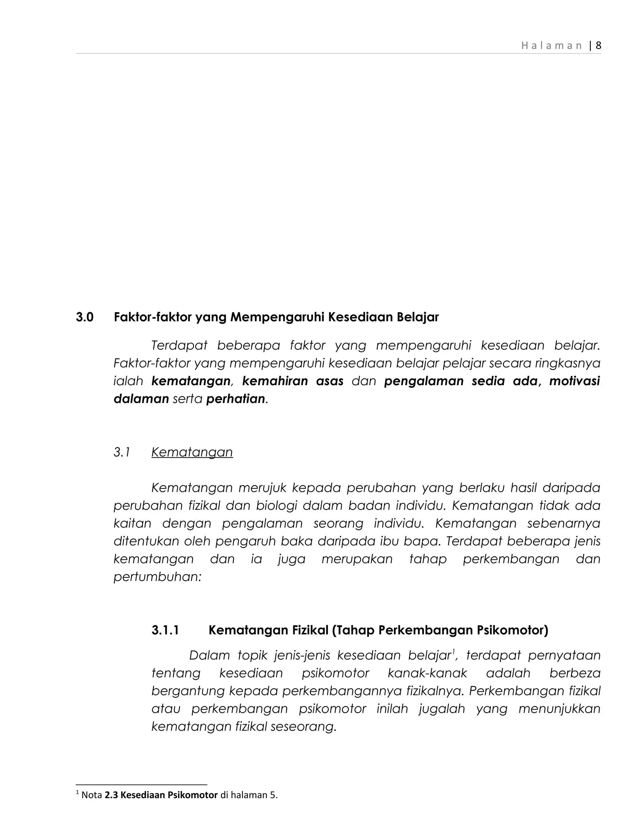 Kesediaan Belajar (Maksud, Jenis2, Faktor2 Mempengaruhi, Implikasi terhadap PnP) | DOC