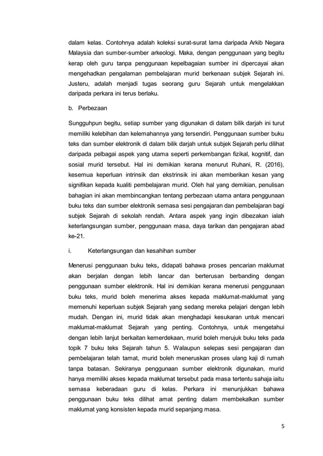 Perbezaan penggunaan sumber bertulis dan elektronik di dalam pdp | DOCX
