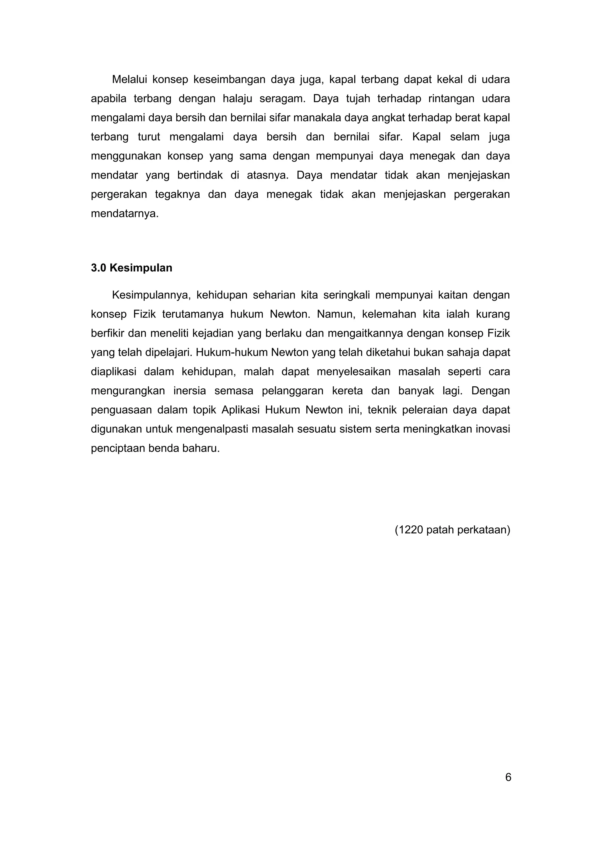 SCES3083 Penulisan Akademik Aplikasi Hukum Newton | PDF