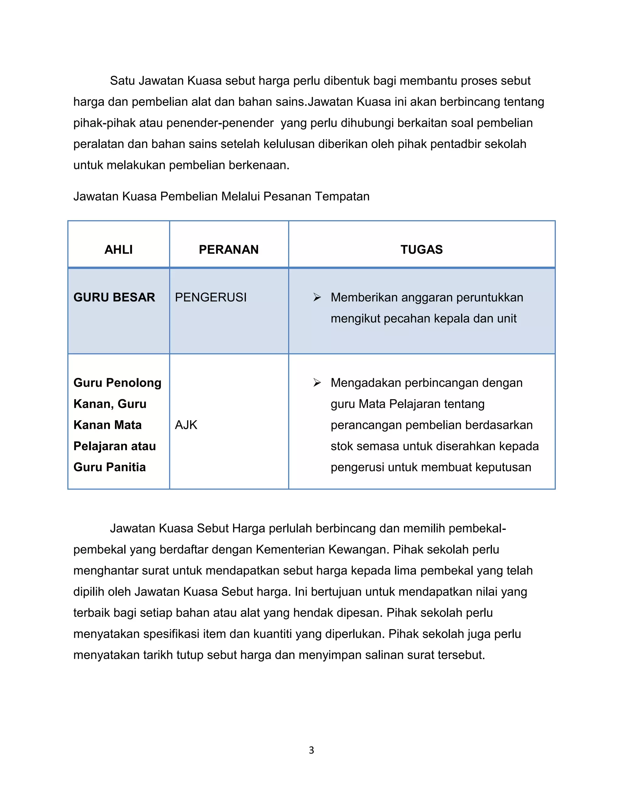 Esei pembelian alat sains | DOCX