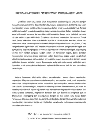 SCES3163 Esei Kegunaan Elektrolisis: Pengekstrakan Logam & Penganodan | PDF