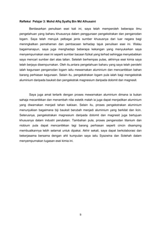SCES3163 Esei Kegunaan Elektrolisis: Pengekstrakan Logam & Penganodan | PDF