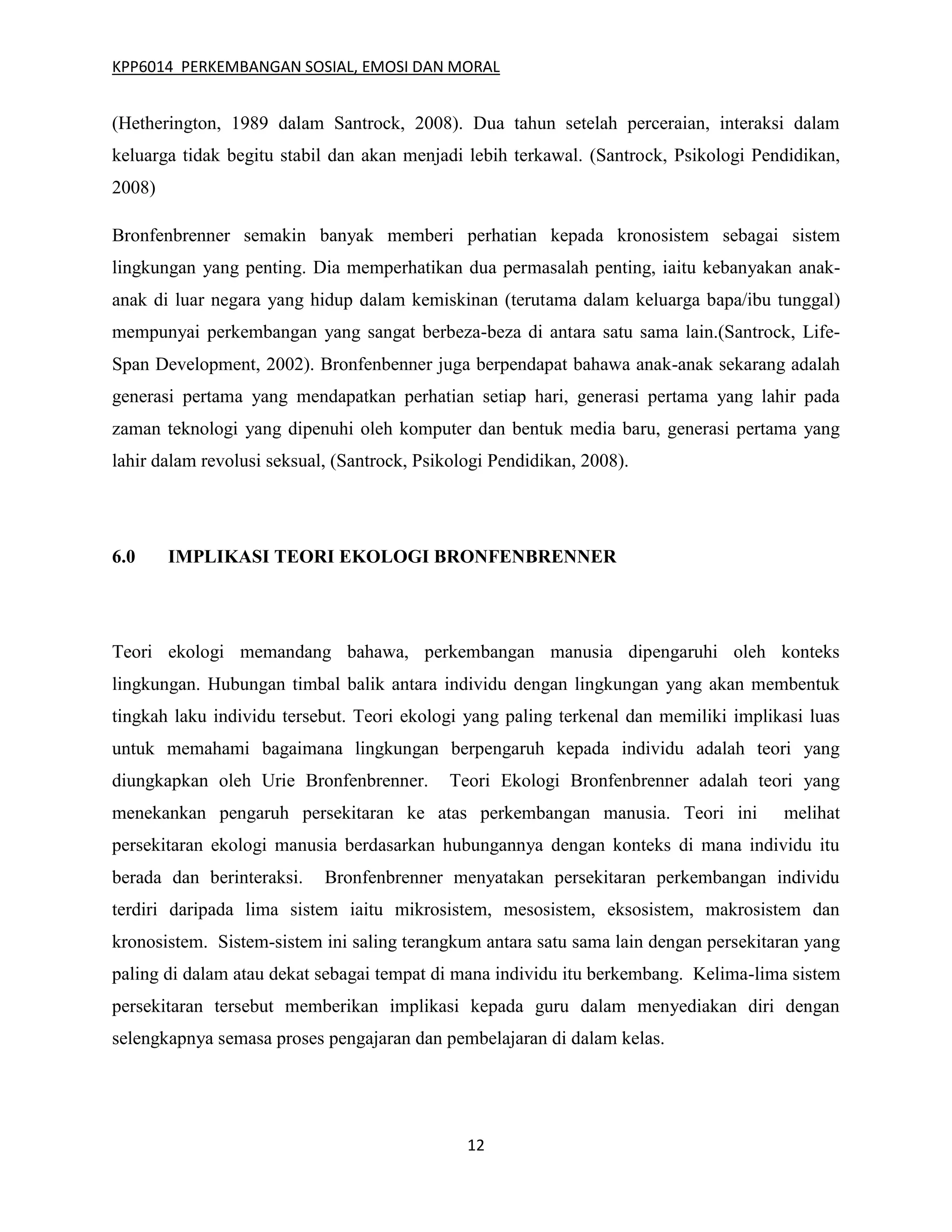 Teori Ekologi Bronfenbrenner | PDF