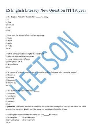 ITI Employability Skills English Literacy New MCQ | PDF