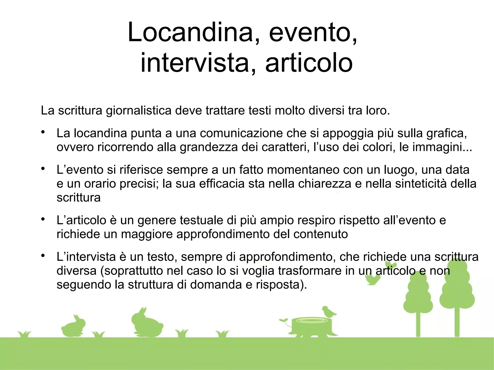 Esercizi di scrittura giornalistica | PPT