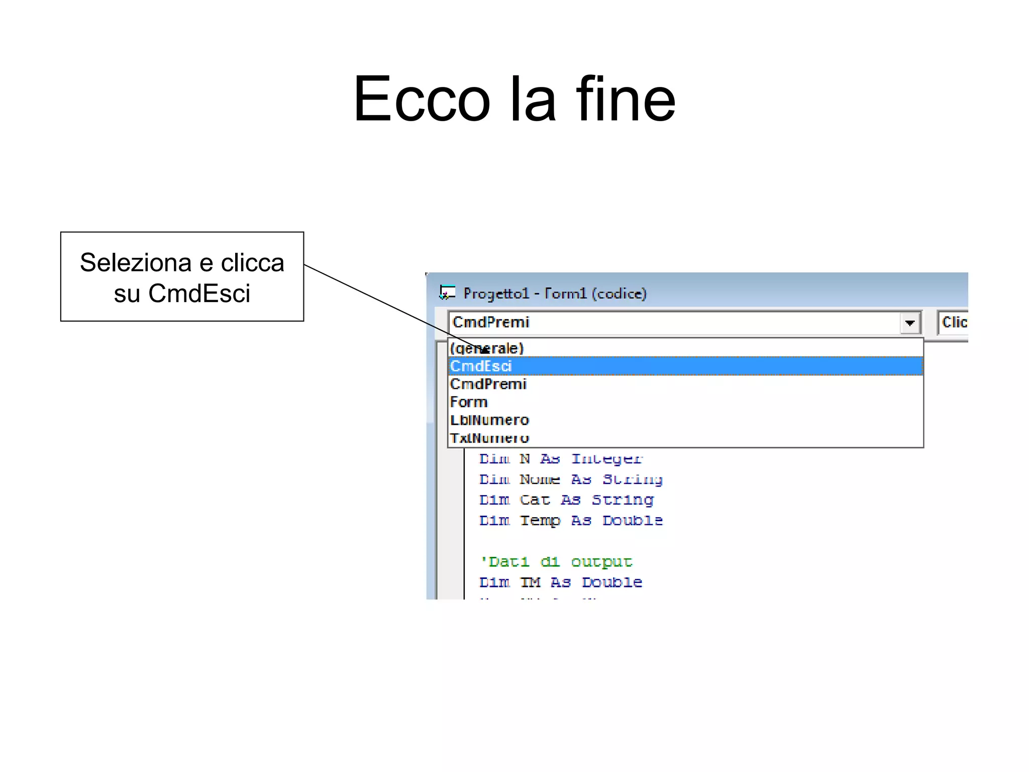 Esercizio Visual Basic | PPT
