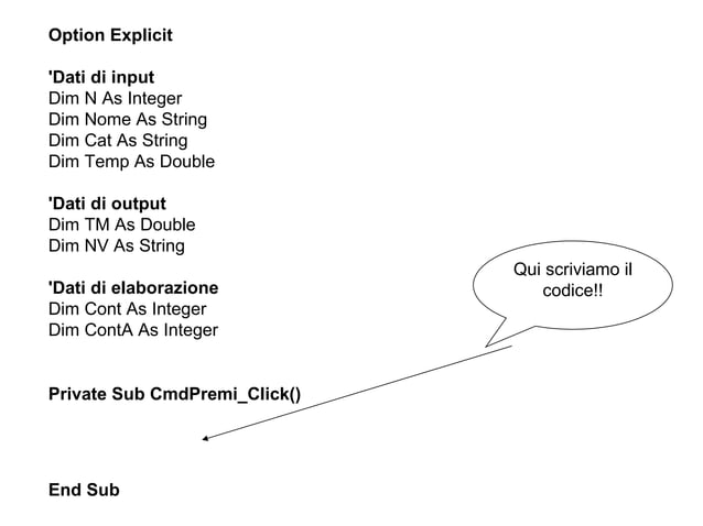 Esercizio Visual Basic | PPT