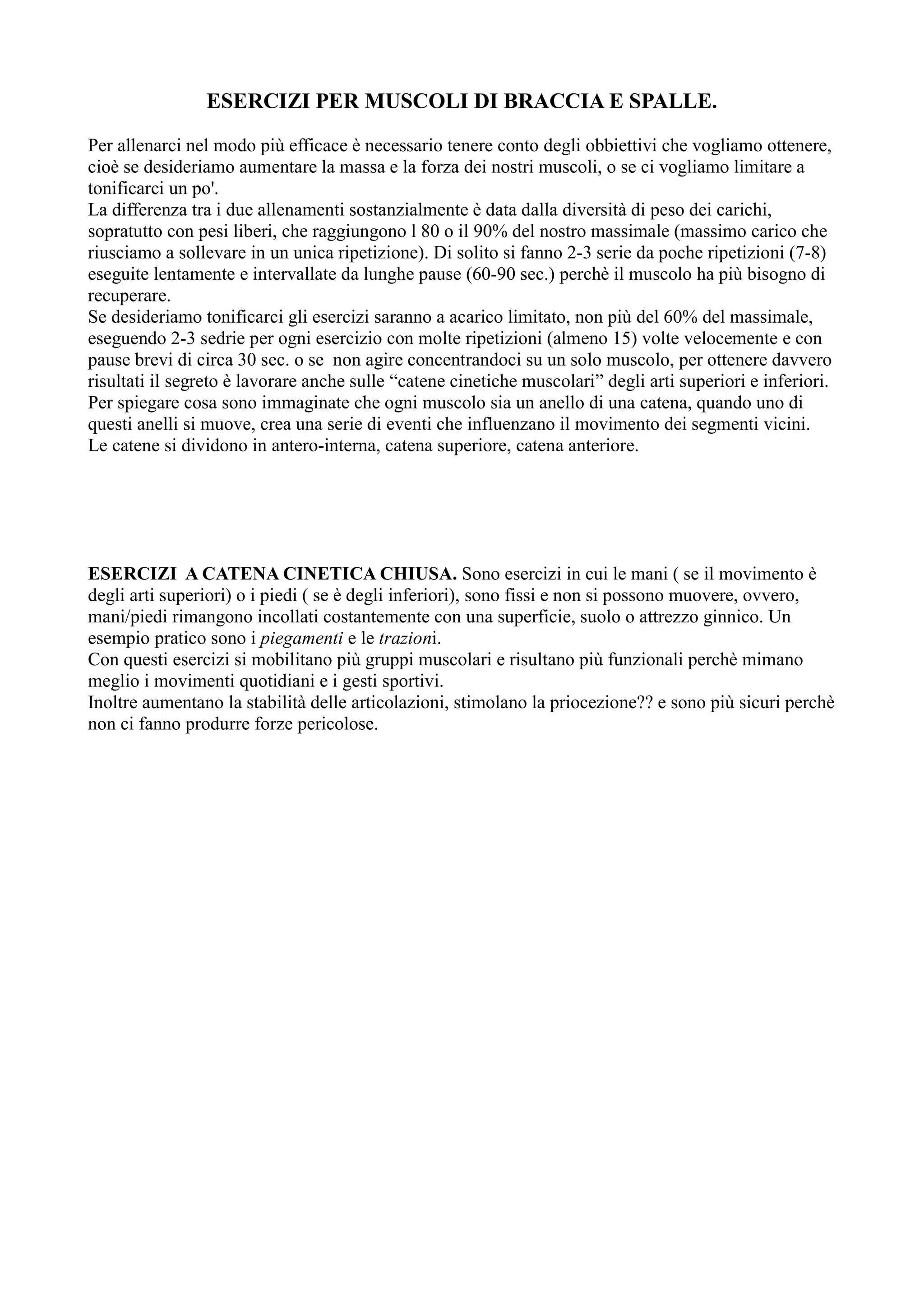 Esercizi per le spalle | PDF