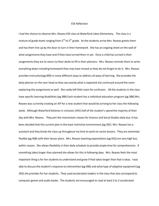 ESE Reflection | PDF