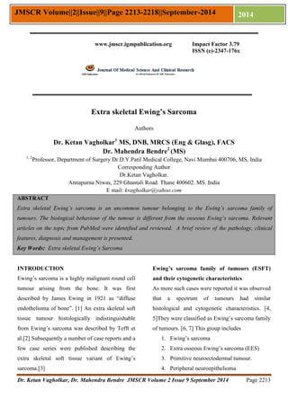Extra skeletal Ewing’s Sarcoma | PDF