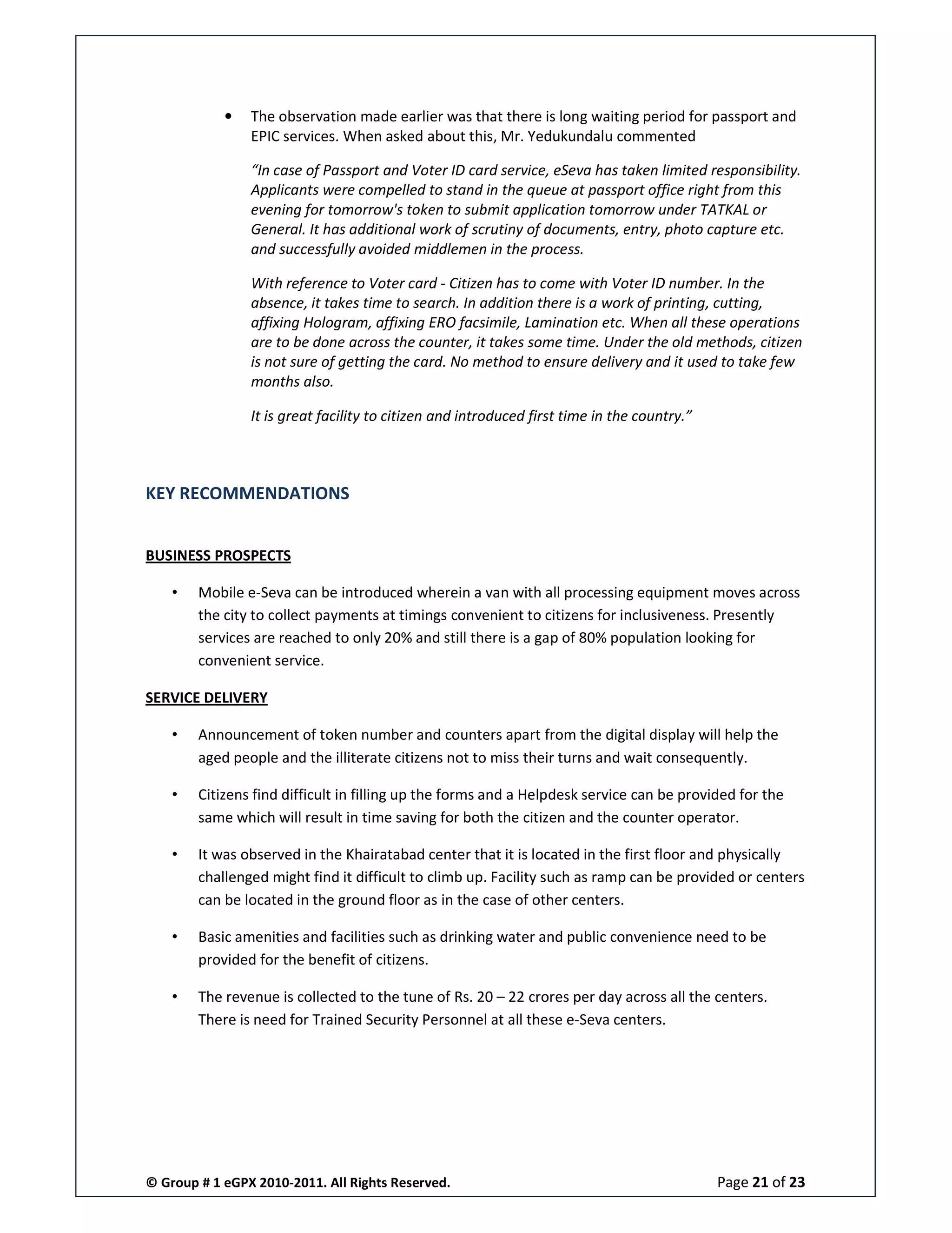 E seva urban- project report | PDF