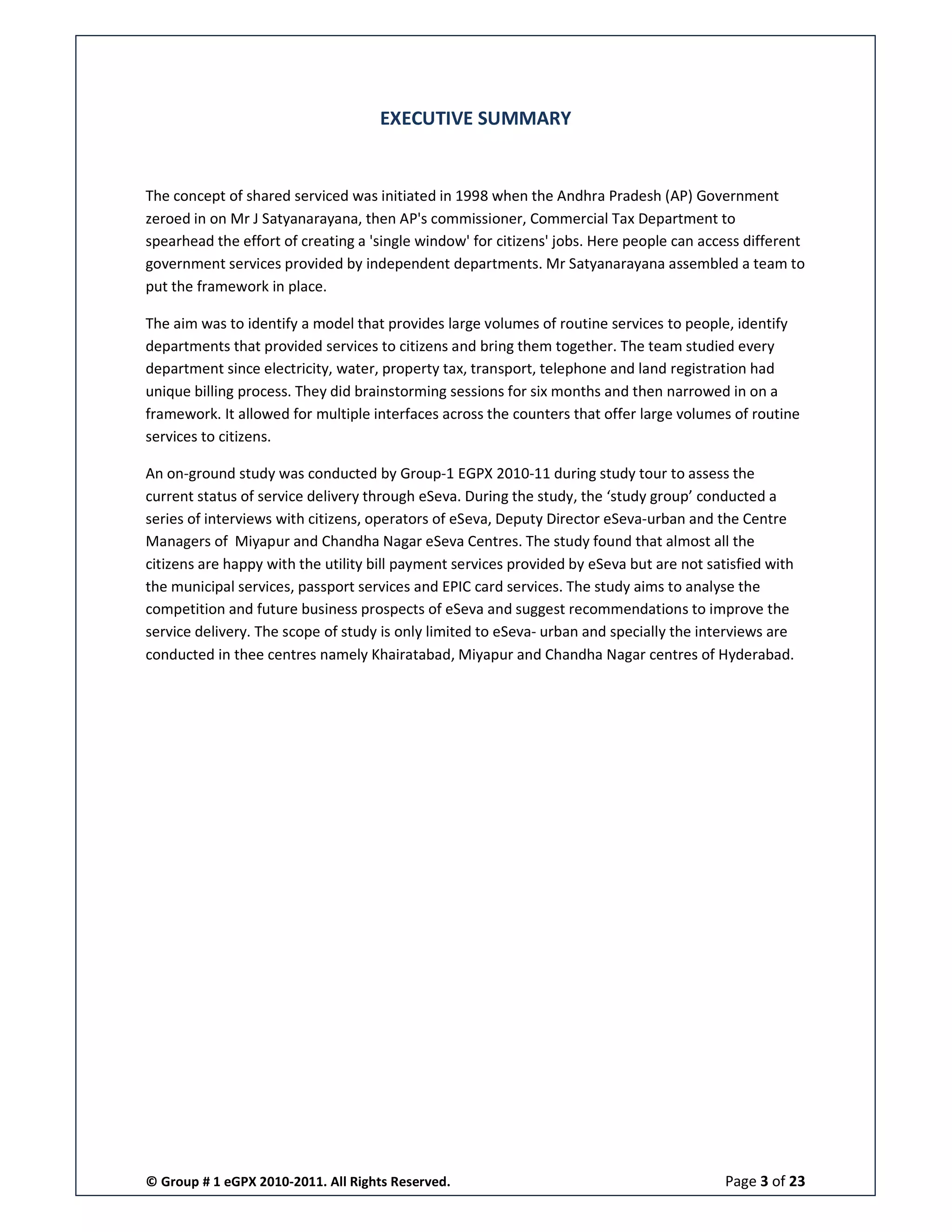 E seva urban- project report | PDF