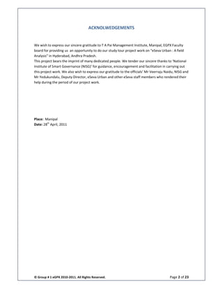 E seva urban- project report | PDF