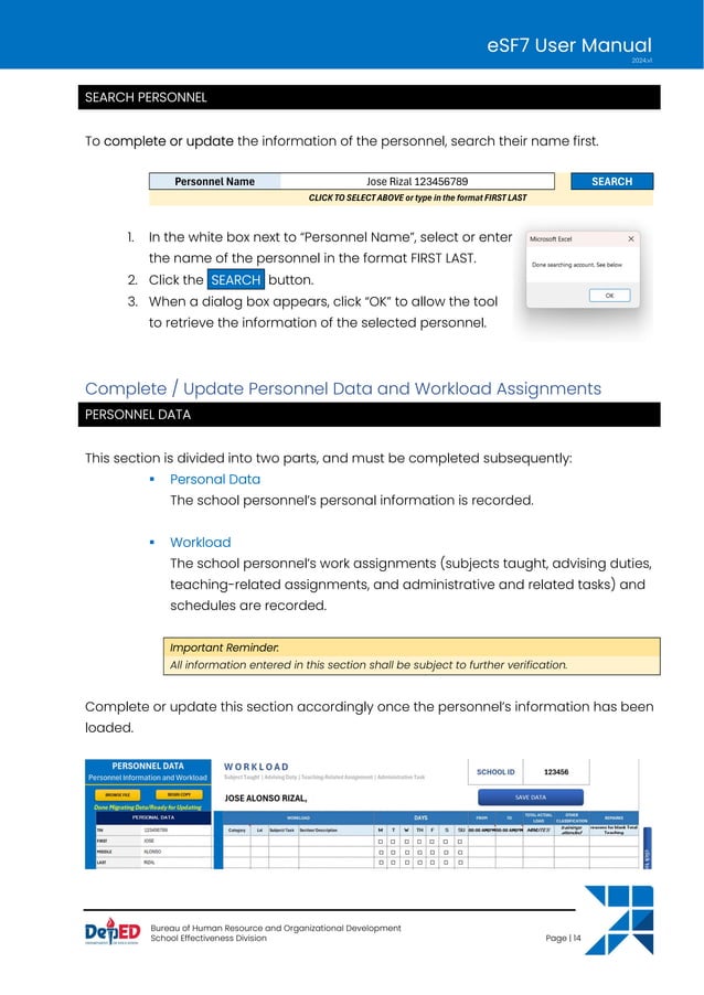 Sample DepEd user manual SF& ser. 2024. Very important guide to be used for DepEd employees. | PDF