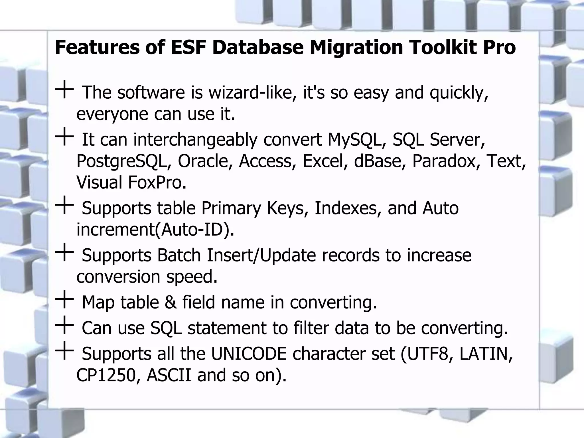 Esf database migration toolkit | PPTX