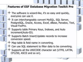 Esf database migration toolkit | PPTX