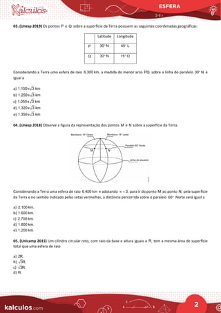 Geometria sólida - Esfera | PDF