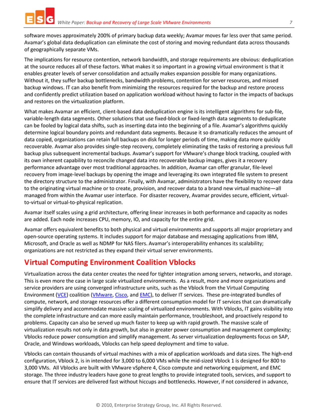 Whitepaper Esg Whitepaper Backup And Recovery Of Large Scale Vmware
