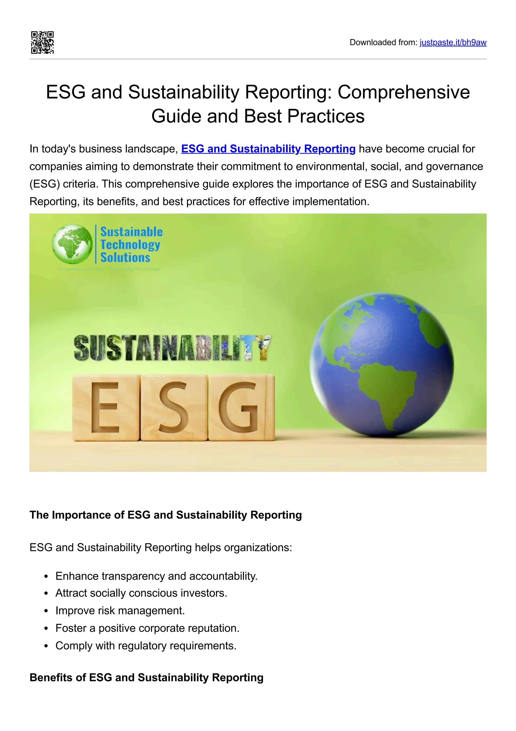 ESG and Sustainability Reporting: Comprehensive Guide and Best ...