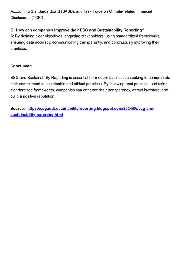 ESG and Sustainability Reporting: Comprehensive Guide and Best ...