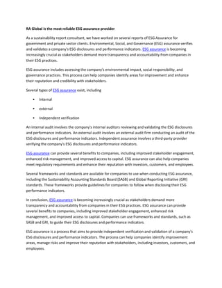 The role of ESG assurance in promoting transparency and accountability ...