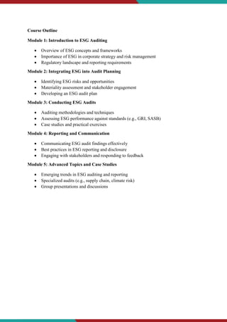 ESG course description and presentationpdf | PDF