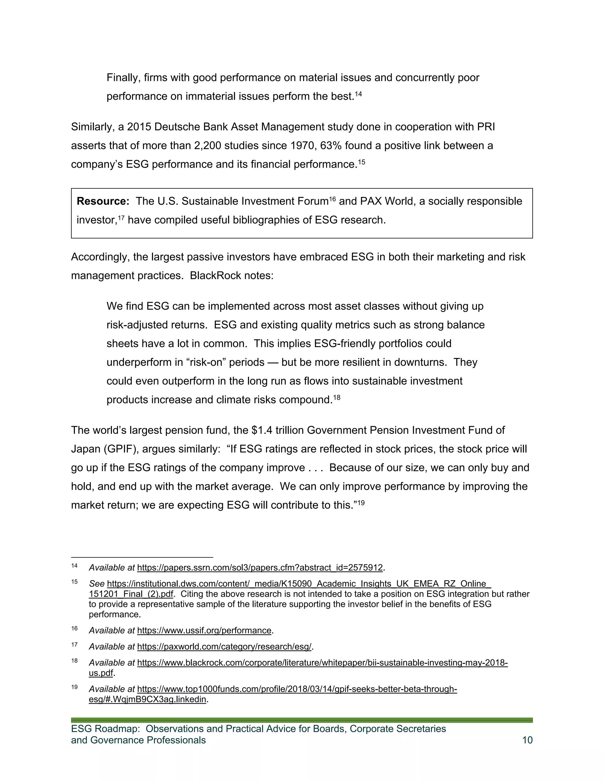 ESG Roadmap: Observations and practical advice for boards, corporate ...