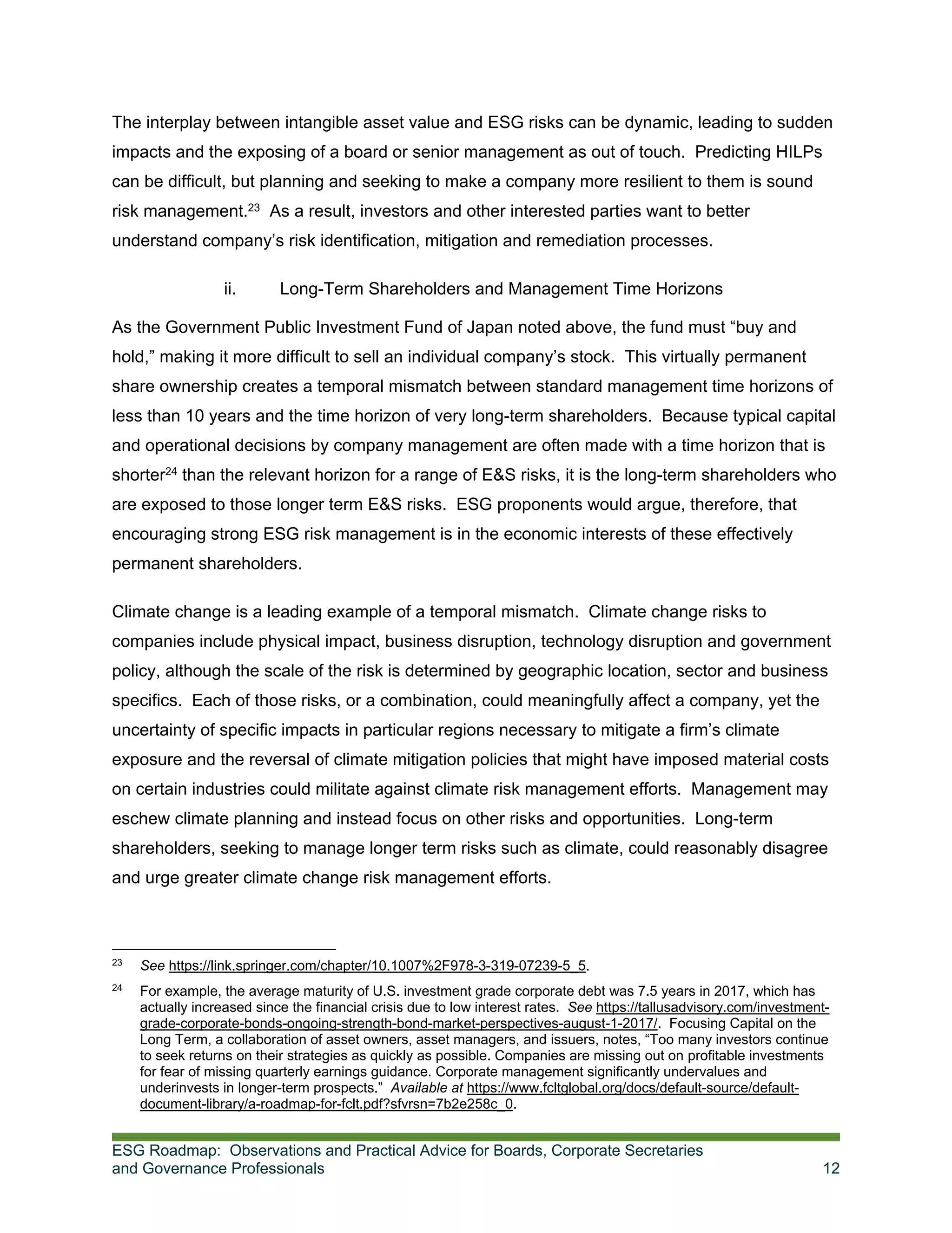 ESG Roadmap: Observations and practical advice for boards, corporate ...