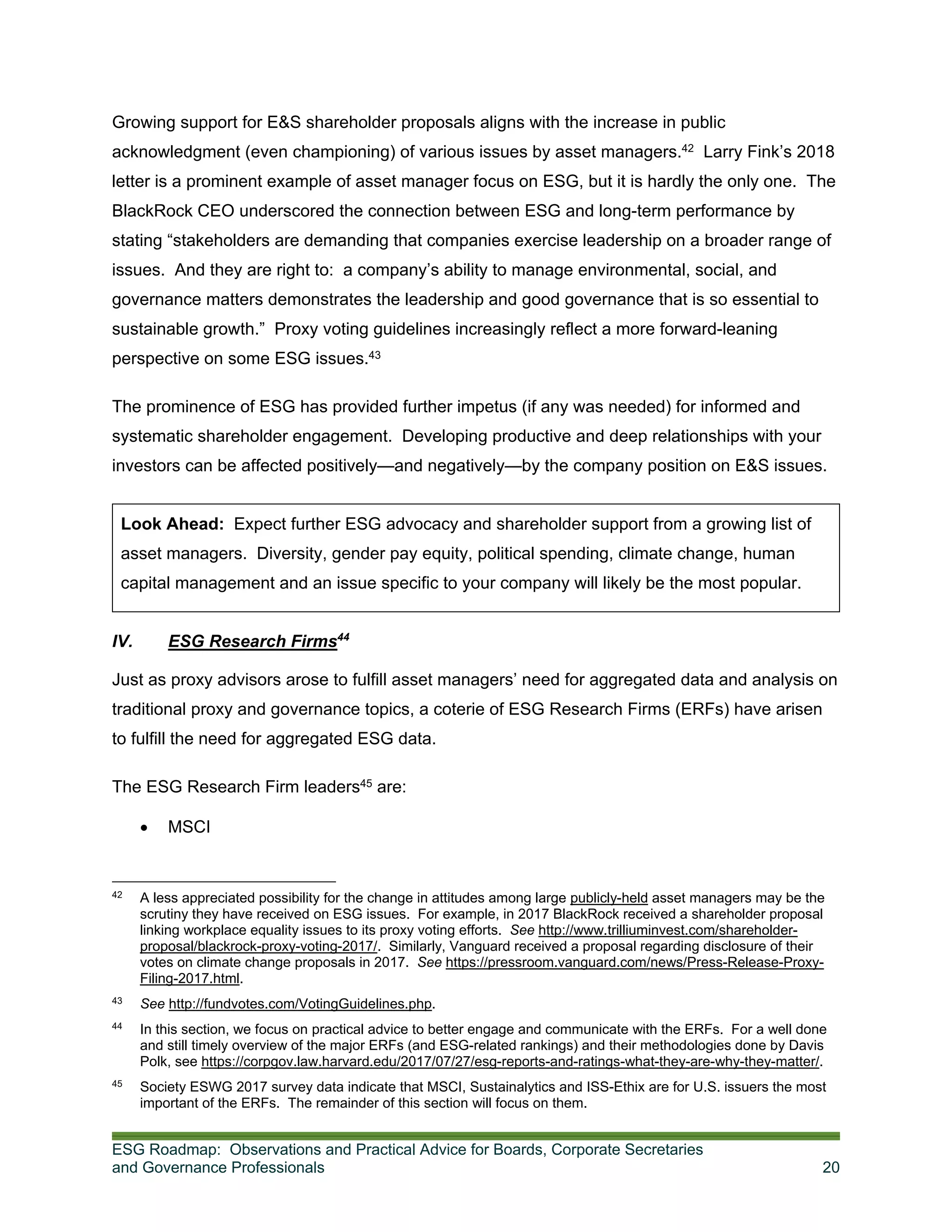 ESG Roadmap: Observations and practical advice for boards, corporate ...
