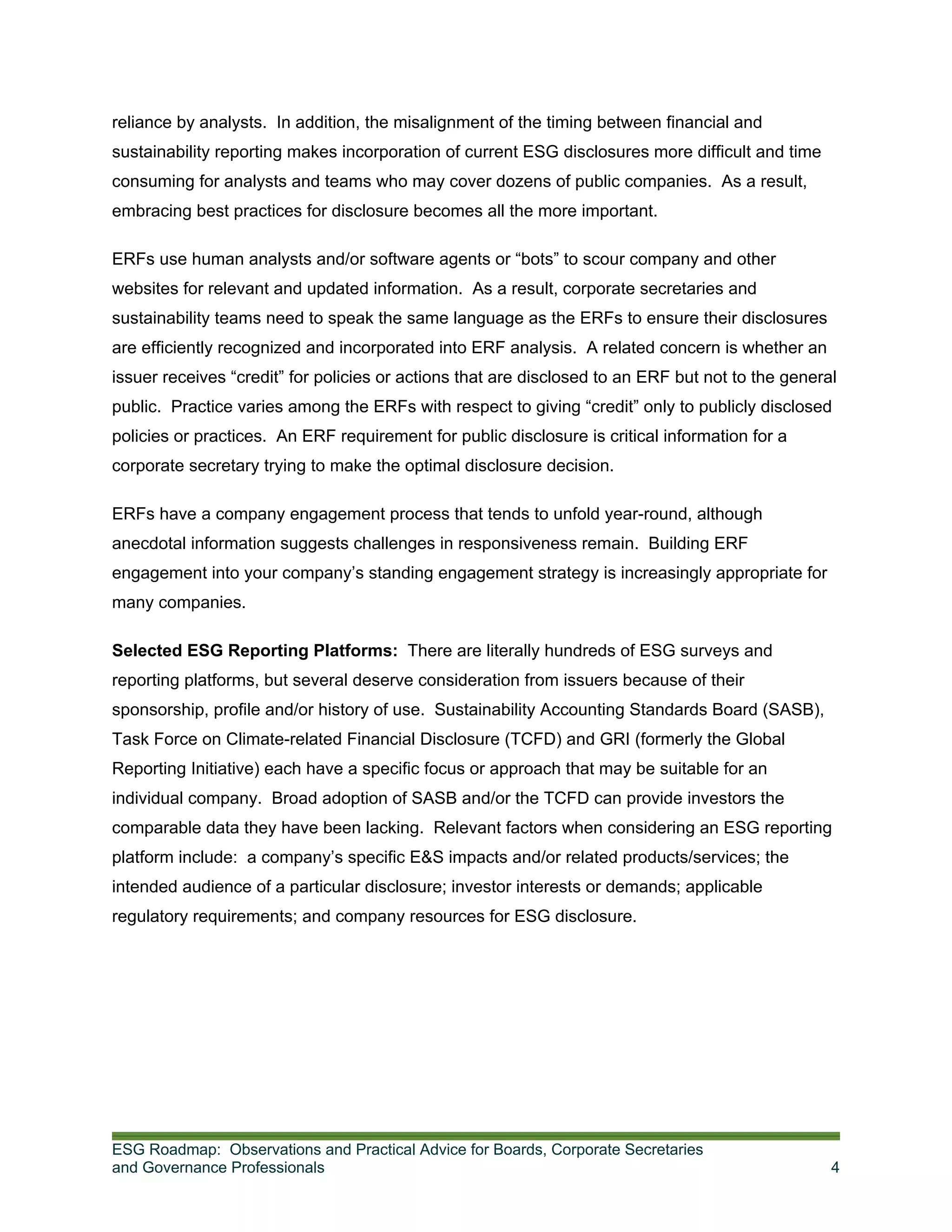 ESG Roadmap: Observations and practical advice for boards, corporate ...