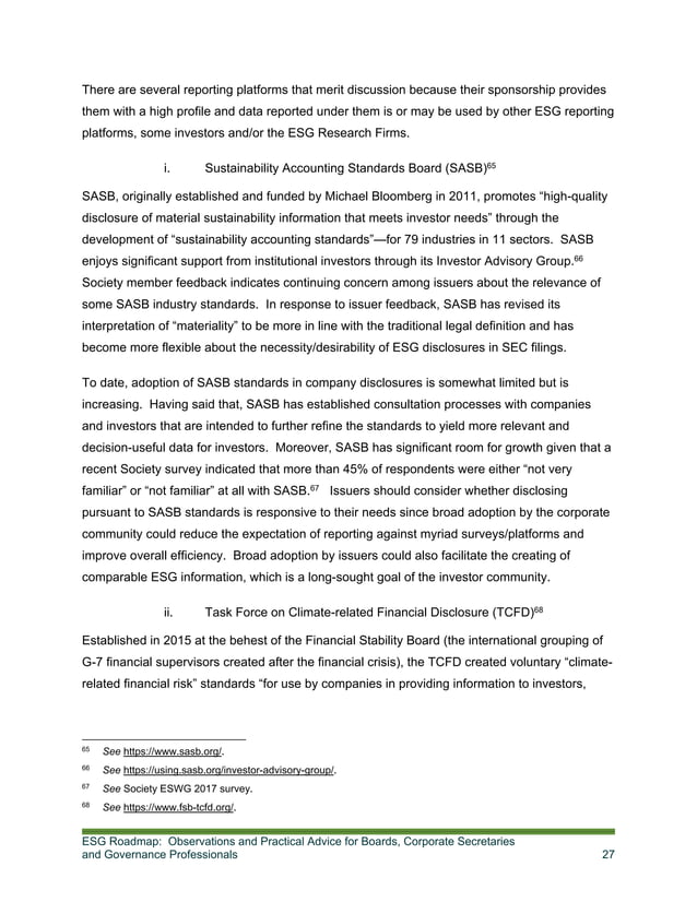 ESG Roadmap: Observations and practical advice for boards, corporate ...