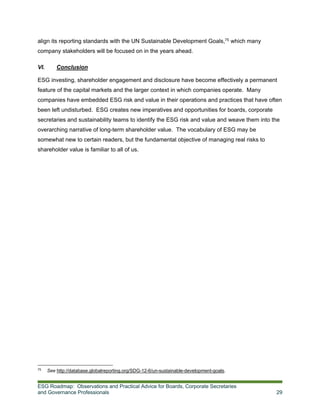 ESG Roadmap: Observations and practical advice for boards, corporate ...