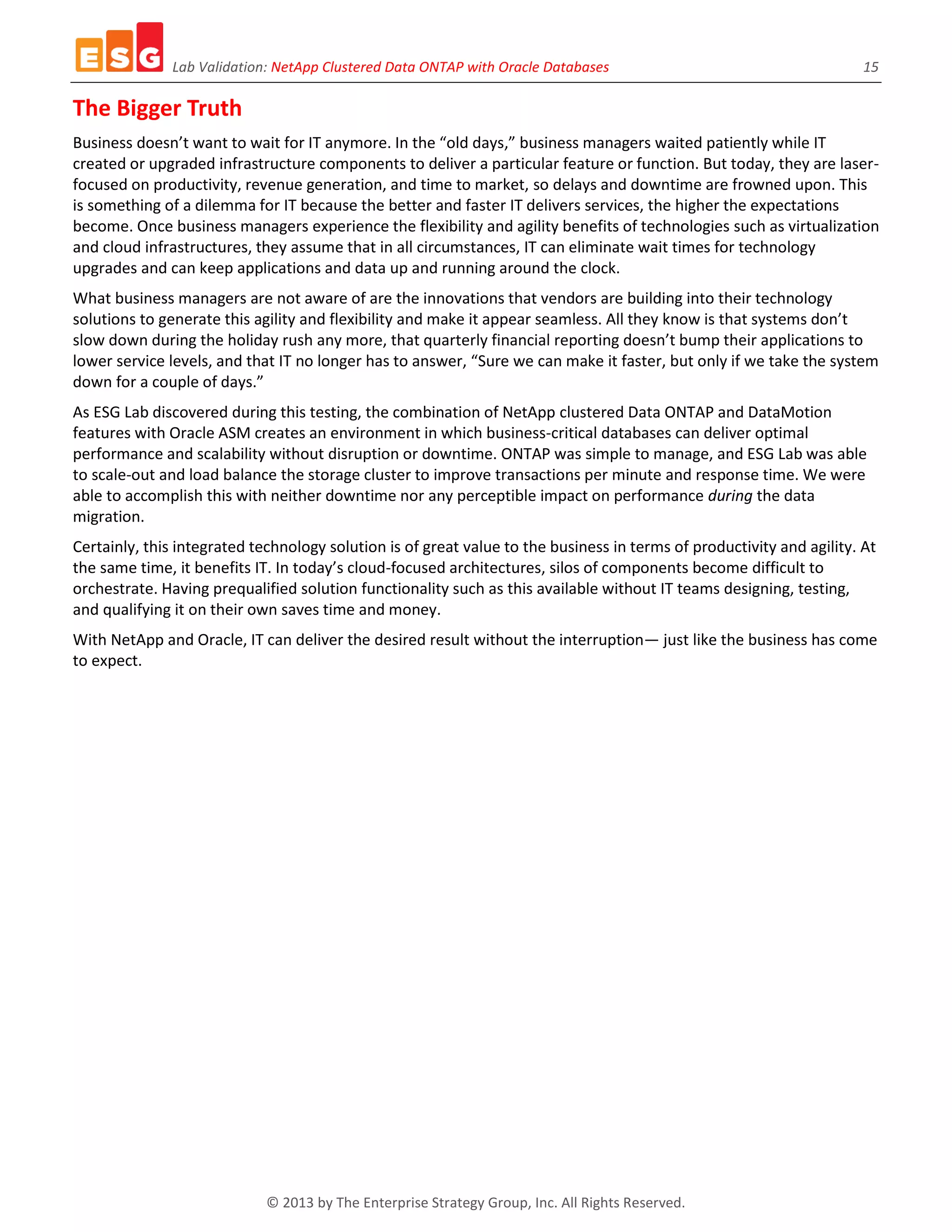 NetApp Clustered Data ONTAP with Oracle Databases | PDF