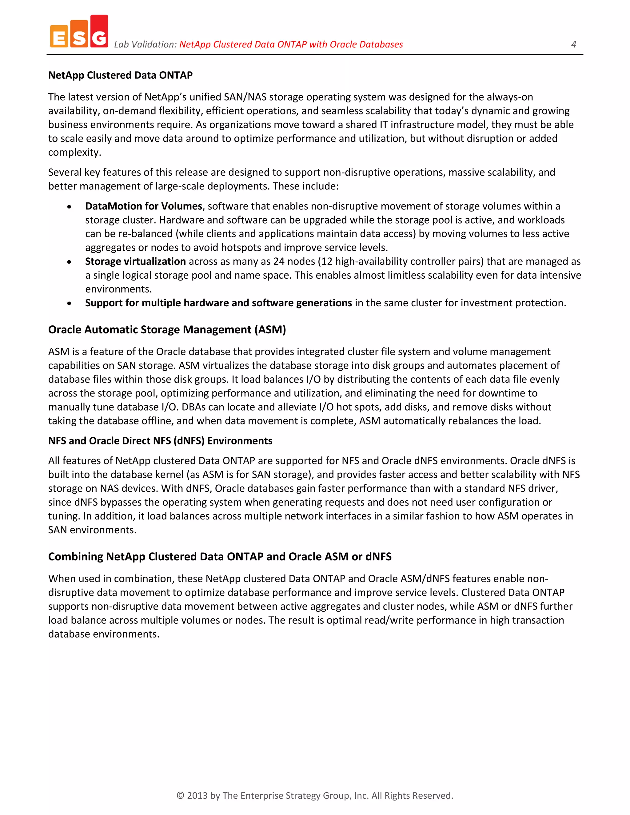 NetApp Clustered Data ONTAP with Oracle Databases | PDF