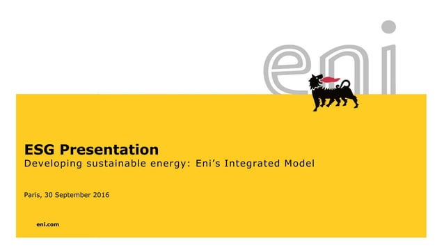 Eni: Integrated Model for Sustainable Energy Resource Development ...