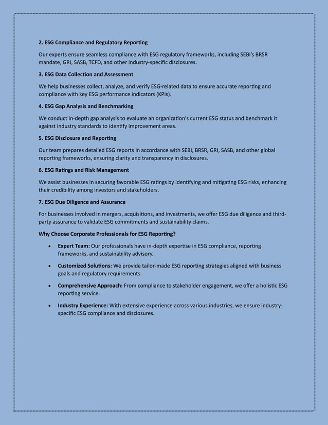 ESG Reporting Services: Enhancing Corporate Sustainability and ...