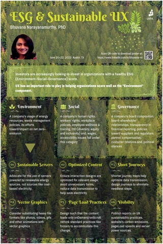 UXPA 2023 Poster: ESG & Sustainable UX | PDF | Computing | Technology ...