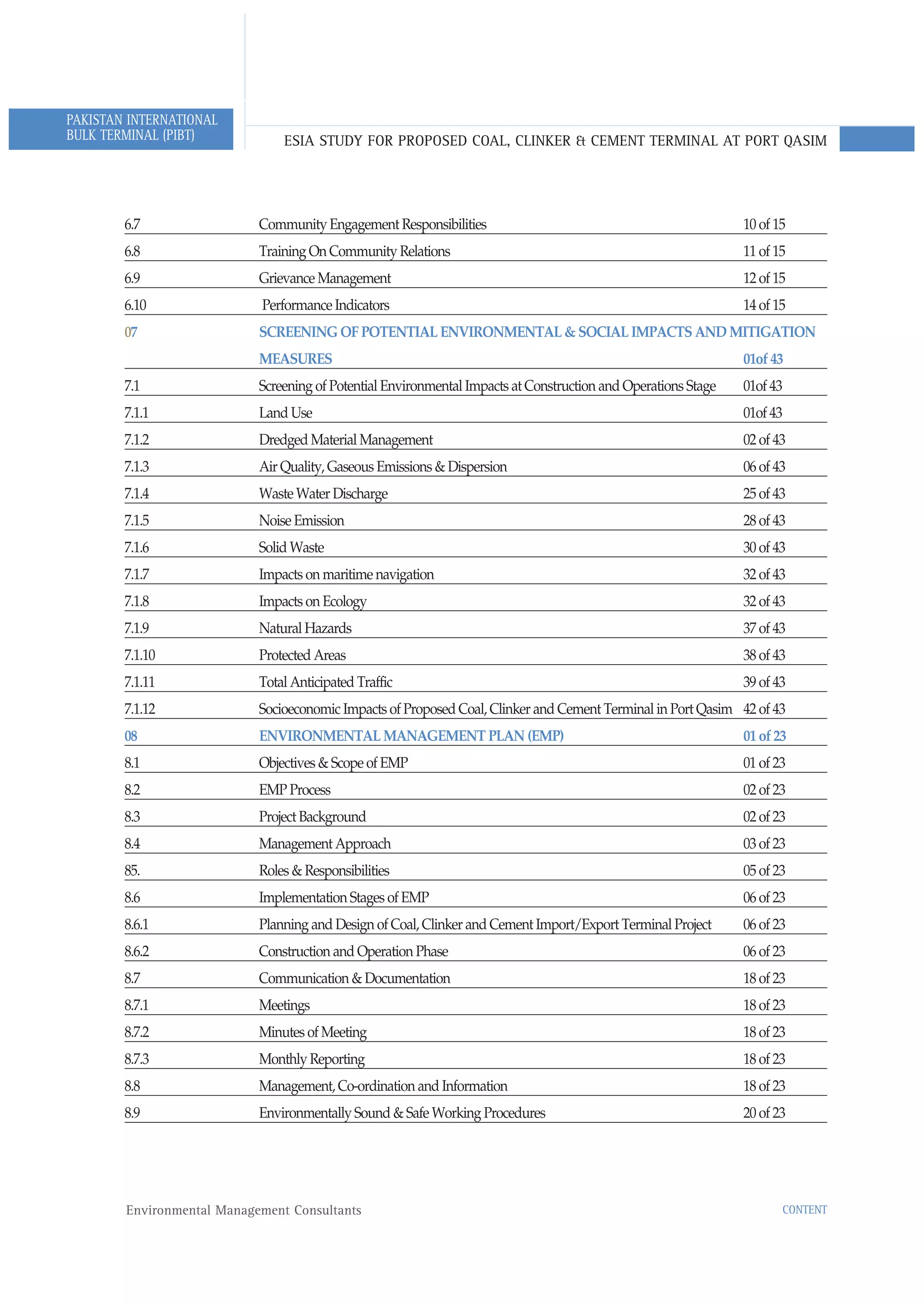 Esia Pakistan international bulk terminal - PROPOSED COAL, CLINKER ...