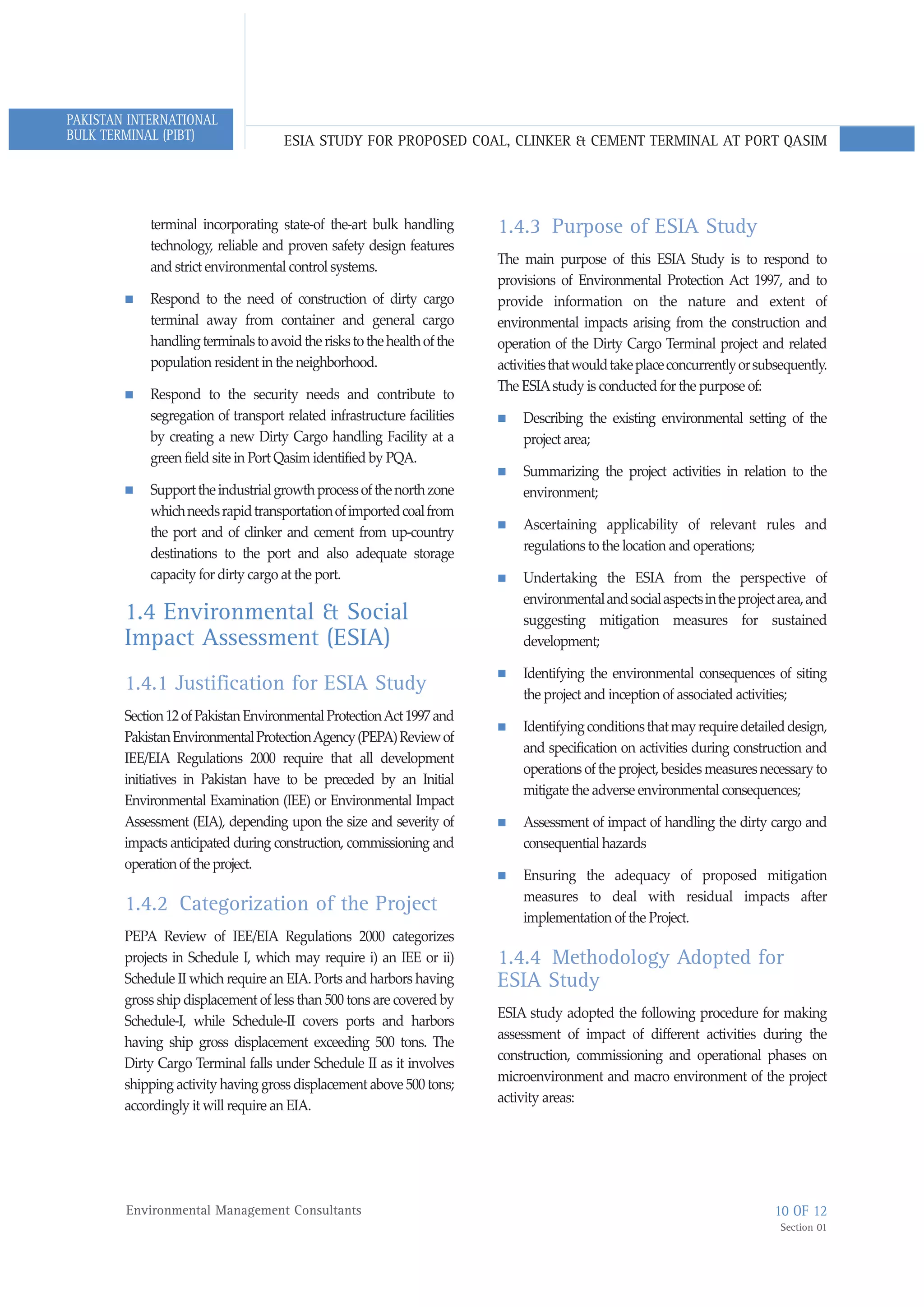 Esia Pakistan international bulk terminal - PROPOSED COAL, CLINKER ...